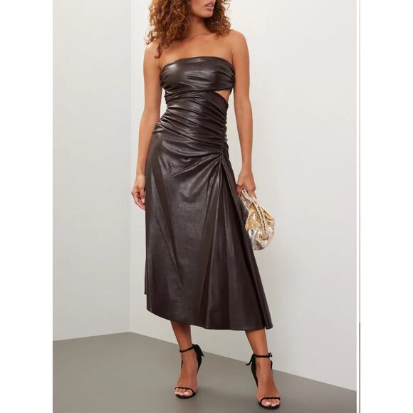 A.L.C. | Dresses | Alc Dress Womens 4 Brown Andie Faux Leather ...